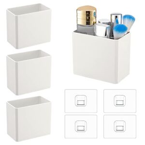 cinpiuk floating shelves plastic adhesive wall mounted organizer bins makeup storage hanging shelf space saving holders for bathroom, shower, kithcen, office, 4pcs