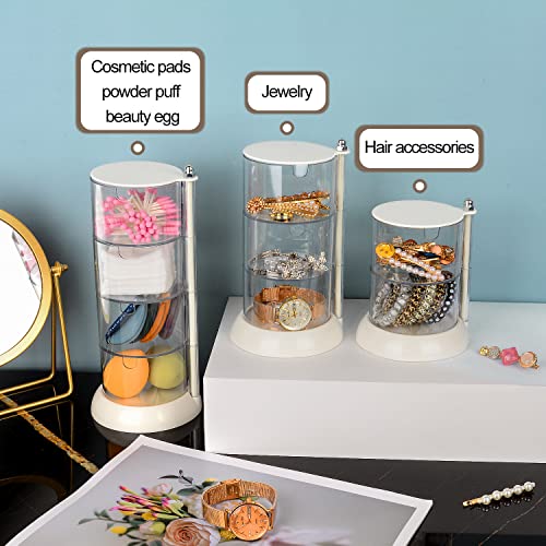 JessLab Stackable Storage, 3 Layers Acrylic Hair Accessory Organizers Containers Jewelry Trays Makeup Organizer Storage for Bathroom Vanity Countertop