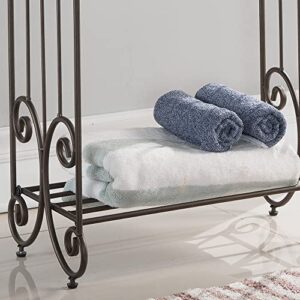 Kings Brand Furniture Pewter Metal Towel Racks for Bathroom with Shelf - 3 Long, Sturdy, Versatile & Modern Towel Rack with Storage Shelf Perfect for Laundry Room, Kitchen Area & Bathroom Towel Rack