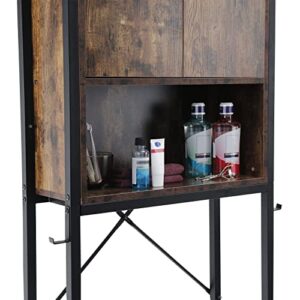 Tengchang Over The Toilet Storage Cabinet, Vintage Wooden Bathroom Spacesaver Organizer Over Toilet Shelf Racks, Rustic Brown