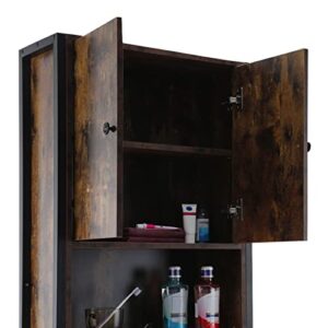 Tengchang Over The Toilet Storage Cabinet, Vintage Wooden Bathroom Spacesaver Organizer Over Toilet Shelf Racks, Rustic Brown