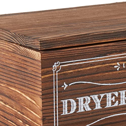 Dryer Sheet Holder for Laundry Room | Wooden Box Dryer Sheet Dispenser | Farmhouse Laundry Room Decor Accessories | Dryer Sheet Container with Lid | Laundry Room Organization Storage Container (Brown) | Laundry Softener Dispenser Sheets