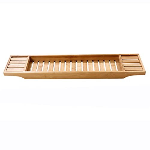 Huskydg Long Slatted Bathtub Tray Bathtub Trays Bamboo Bathtub Caddy Tray for Bath Tub Wooden for Luxury and Relaxing Fits Most Tubs Gift for Loved Ones,Wood Color