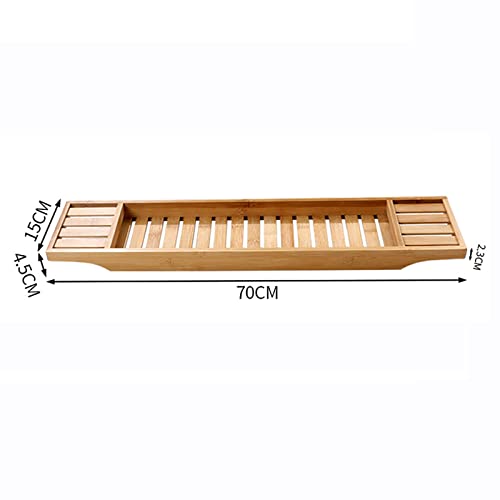 Huskydg Long Slatted Bathtub Tray Bathtub Trays Bamboo Bathtub Caddy Tray for Bath Tub Wooden for Luxury and Relaxing Fits Most Tubs Gift for Loved Ones,Wood Color