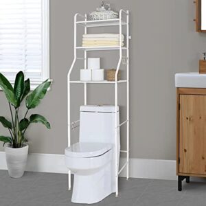 semofo 3 tier over toilet bathroom storage organizer,bathroom shelves rack over toilet with metal frame bathroom storage white shelf free standing organizer, easy to assemble