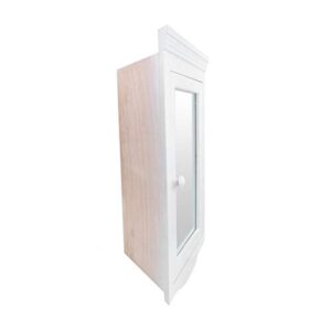 Renovators Supply Manufacturing White Corner Wall Mount Medicine Cabinet with Mirror Wooden Bathroom Storage 27 x 20 Inches Double Shelf Storage Cabinet Pre-Assembled Recessed Door with Hardware