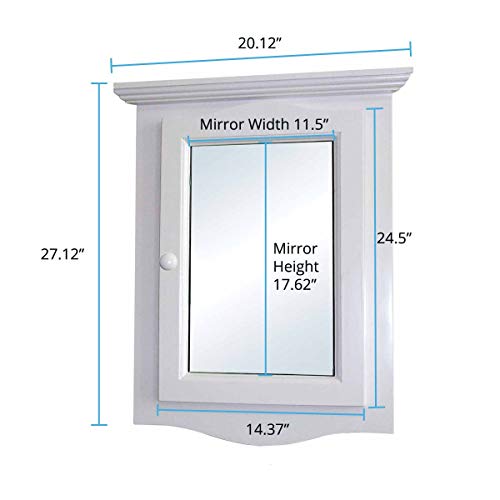 Renovators Supply Manufacturing White Corner Wall Mount Medicine Cabinet with Mirror Wooden Bathroom Storage 27 x 20 Inches Double Shelf Storage Cabinet Pre-Assembled Recessed Door with Hardware