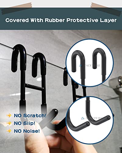 NACETURE Over Shower Door Hooks (3 Pack) Towel Hooks Towel Hanger for Bathroom No Drill Frameless Glass –Stainless Steel Bar Holder, Shower Squeegee Rack, Glass Robe Hook for Organize (Black 3 Pack)