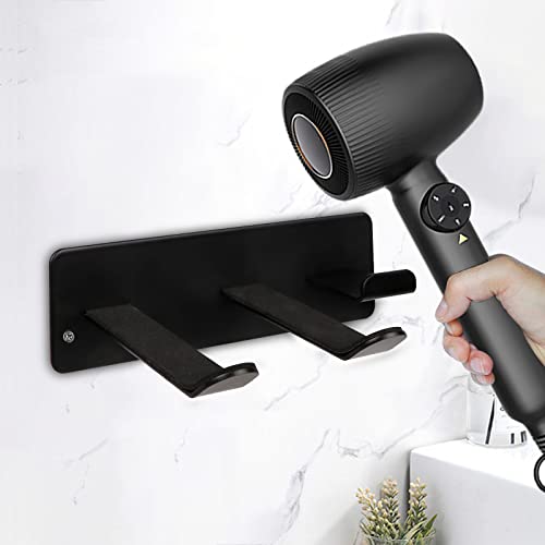 Blow Dryer Holder Wall Mount, Yimerlen Hair Dryer Holder Compatible with Dyson Hair Dryers for Bedroom and Bathroom 　(Black)