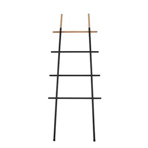 INNOKA Freestanding Towel Ladder Rack, Household Use, Space Saving, No-Scratch Wood, Black