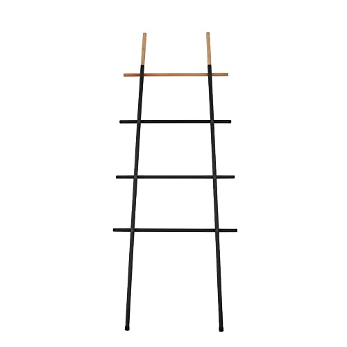 INNOKA Freestanding Towel Ladder Rack, Household Use, Space Saving, No-Scratch Wood, Black