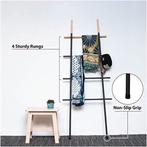 INNOKA Freestanding Towel Ladder Rack, Household Use, Space Saving, No-Scratch Wood, Black