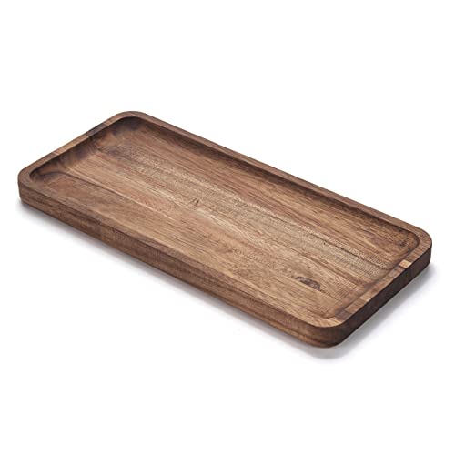 Bathroom Vanity Tray, Acacia Wood Counter Tray, Toilet Tank Tray, Appetizer Charcuterie Snack Serving Board, 11.8 x 5.5 x 0.8 inch