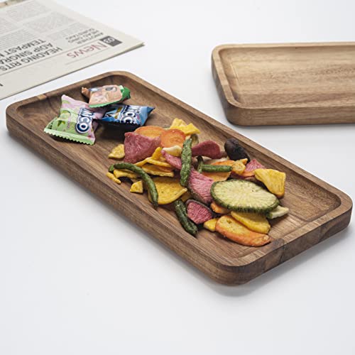 Bathroom Vanity Tray, Acacia Wood Counter Tray, Toilet Tank Tray, Appetizer Charcuterie Snack Serving Board, 11.8 x 5.5 x 0.8 inch