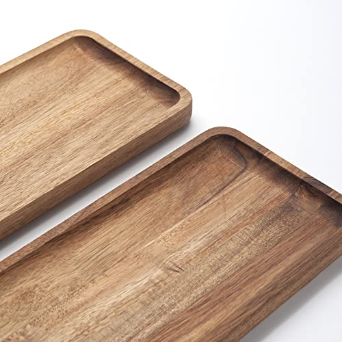 Bathroom Vanity Tray, Acacia Wood Counter Tray, Toilet Tank Tray, Appetizer Charcuterie Snack Serving Board, 11.8 x 5.5 x 0.8 inch