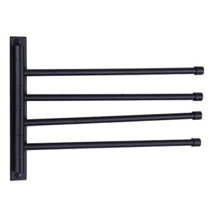 gerzwy swivel towel bar sus 304 stainless steel 4-arm bathroom swing hanger towel rack holder storage organizer space saving wall mount matte black hyg04-bk