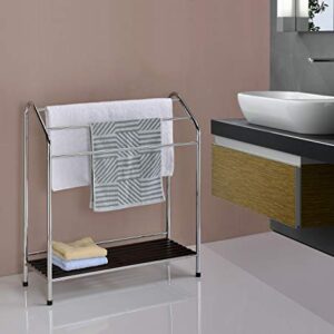 Kings Brand Furniture - Victory Chrome Free Standing Bathroom Towel Rack Stand with Shelf