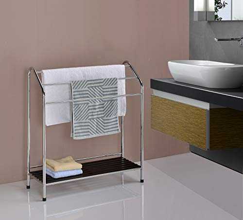 Kings Brand Furniture - Victory Chrome Free Standing Bathroom Towel Rack Stand with Shelf