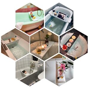 Expandable Bath Shelf Bathtub Caddy Tray Adjustable Plastic Shower Organizer Trays Extending Home Bathroom Sides Bath Tub Caddy Tray Rack Soap Shower Storage Kitchen Wine Tray Holder SPA Ttray (White)