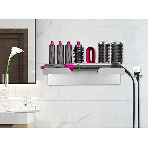 AOKEMAi Dyson Airwrap Styler Holder, Metal Organizor Rack for Airwrap Styler and Attachments, Storage Stand for Dyson Airwrap Styler Accessories, Silver (Only Holder)