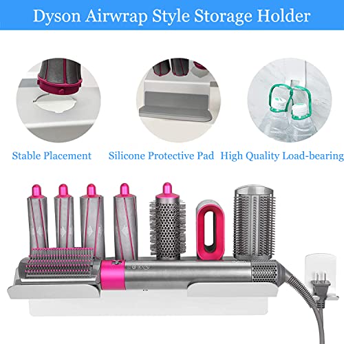 AOKEMAi Dyson Airwrap Styler Holder, Metal Organizor Rack for Airwrap Styler and Attachments, Storage Stand for Dyson Airwrap Styler Accessories, Silver (Only Holder)