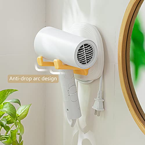 Poeland Hair Dryer Holder, Wall Mounted Self Adhesive Blow Dryer Rack, No Drilling Dryer Organizer for Bathroom