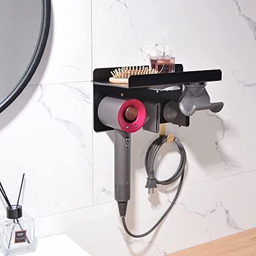 Wall Mounted Holder Compatible with Dyson Hair Dryer, Organizer Stand for Hair Dryer Wire Attachments Diffuser Nozzles, for Home Bedroom Bathroom