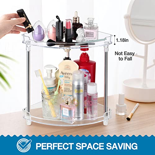 KPX Bathroom Makeup Organizer, Acrylic Cosmetics Storage Holder Rack Kitchen Utility Vanity Countertop Shelves for Room Organizers, Make Up, Home School, Dorm Room Office Essentials