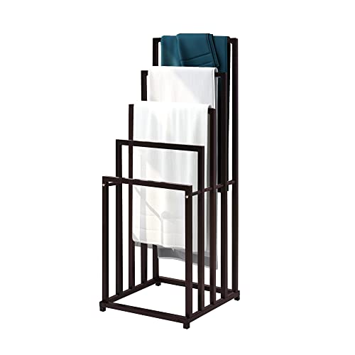 Towel Rack， Towel Bar， Hand Towel Holder，Modern Metal Freestanding 5 Tier Towel Rack Storage Organizer Washcloths Holder for Bathroom Living Room Washroom Brown