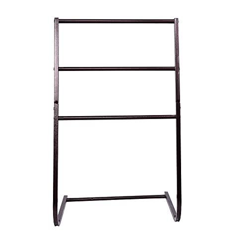 Freestanding Metal Towel Rack Scarf Rack Coat Rack 3 Bars Freestanding Drying Shelf for Bathroom, Bedroom, Living Room 3-Tiers Brown