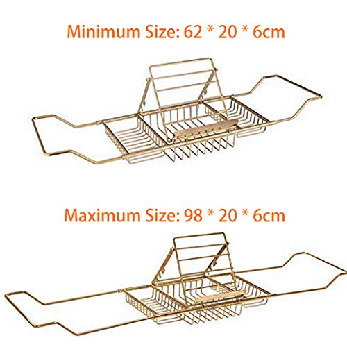 OldPAPA Bathtub Trays, Stainless Steel Expandable Shower Bathtub Tray Over Bath Tub Racks Shower Organizer with Removable Book Holder - Non-Slip Grip | Fits Most Tubs