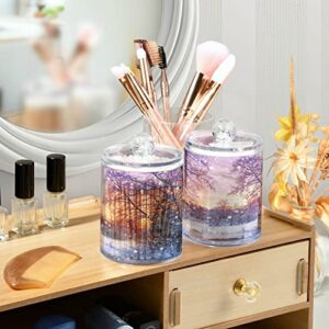 ALAZA 4 Pack Qtip Holder Dispenser Winter Bathroom Organizer Canisters for Cotton Balls/Swabs/Pads/Floss,Plastic Apothecary Jars for Vanity