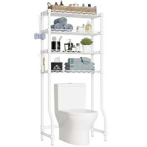 vipek x4 white over the toilet storage cabinet bathroom rack 4-tier adjustable shelves for bathroom toilet storage shelf organizer heavy duty corner stand sturdy anti-tilt tower shelf space saver