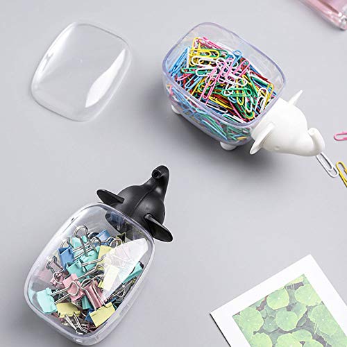 HomDSim 2 Pack Elephant Shape Cotton Swab Holder,Cotton Bud Small Q-Tips Toothpicks Brushes Pin Holder Box Case Storage Organizer Jar with Clear Lid Dustproof Cover Black + White