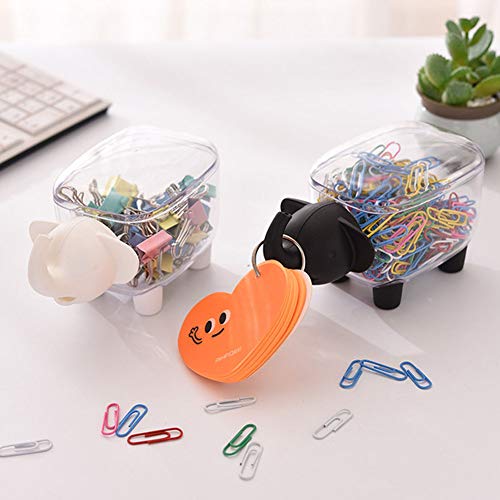 HomDSim 2 Pack Elephant Shape Cotton Swab Holder,Cotton Bud Small Q-Tips Toothpicks Brushes Pin Holder Box Case Storage Organizer Jar with Clear Lid Dustproof Cover Black + White