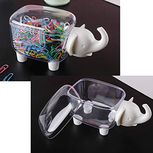 HomDSim 2 Pack Elephant Shape Cotton Swab Holder,Cotton Bud Small Q-Tips Toothpicks Brushes Pin Holder Box Case Storage Organizer Jar with Clear Lid Dustproof Cover Black + White