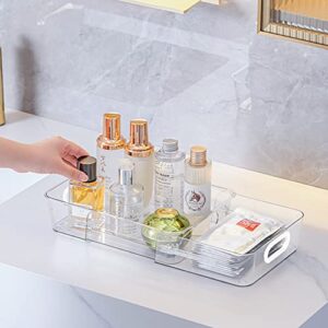 Pull-Out Decorative Tray 15.3x7.1 Inches, Clear Tray for Bathroom Dresser Counter Countertop,Dispenser Plate Serving Trays Pedestal Tray for Perfume,Cosmetics,Jewelry,Makeup,Skincare Organizer