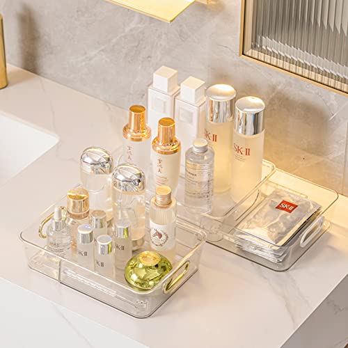 Pull-Out Decorative Tray 15.3x7.1 Inches, Clear Tray for Bathroom Dresser Counter Countertop,Dispenser Plate Serving Trays Pedestal Tray for Perfume,Cosmetics,Jewelry,Makeup,Skincare Organizer