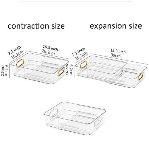 Pull-Out Decorative Tray 15.3x7.1 Inches, Clear Tray for Bathroom Dresser Counter Countertop,Dispenser Plate Serving Trays Pedestal Tray for Perfume,Cosmetics,Jewelry,Makeup,Skincare Organizer