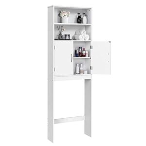 LEDYZ 8" Width Wooden Over Toilet Storage Cabinet with Door for Bathroom, White