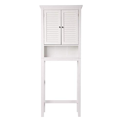 glitzhome 65.5" H Over-The-Toilet Space Saver Storage Bathroom Cabinet with 1 Adjustable Shelf and 2-Door, White