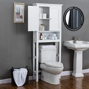 glitzhome 65.5" H Over-The-Toilet Space Saver Storage Bathroom Cabinet with 1 Adjustable Shelf and 2-Door, White