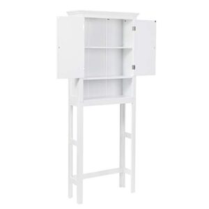 glitzhome 65.5" H Over-The-Toilet Space Saver Storage Bathroom Cabinet with 1 Adjustable Shelf and 2-Door, White