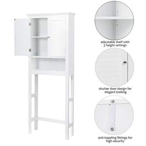 glitzhome 65.5" H Over-The-Toilet Space Saver Storage Bathroom Cabinet with 1 Adjustable Shelf and 2-Door, White