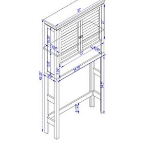 glitzhome 65.5" H Over-The-Toilet Space Saver Storage Bathroom Cabinet with 1 Adjustable Shelf and 2-Door, White