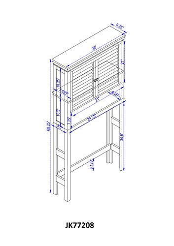 glitzhome 65.5" H Over-The-Toilet Space Saver Storage Bathroom Cabinet with 1 Adjustable Shelf and 2-Door, White