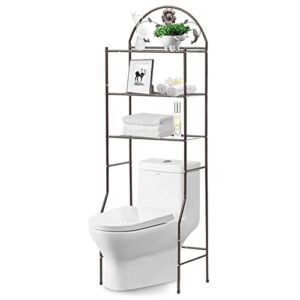 Over The Toilet Storage, LYNICESHOP 3 Tier Bathroom Over The Toilet Space Saver, Bathroom Storage Organizer Free Standing Toilet Shelf Rack, Heavy Duty Iron Bathroom Organizer Over The Toilet (Bronze)