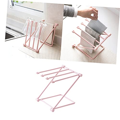 COLLBATH Standing Hand Towel Holder Kitchen Towel Stand Bathroom Towel Hanger Kitchen Dish Cloth Rack Rag Rack Towel Rack Kitchen Cloth Rack Cup Rack Foldable Towel Holder Pink Vertical