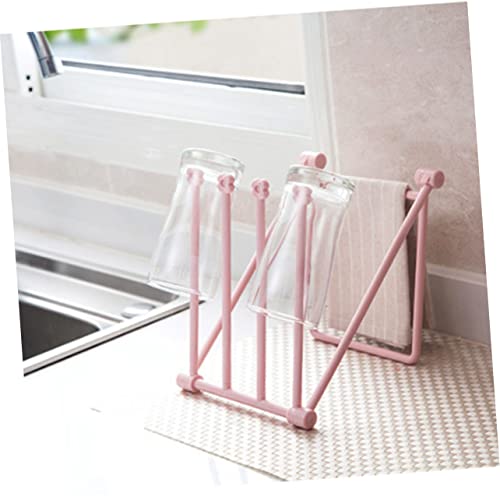 COLLBATH Standing Hand Towel Holder Kitchen Towel Stand Bathroom Towel Hanger Kitchen Dish Cloth Rack Rag Rack Towel Rack Kitchen Cloth Rack Cup Rack Foldable Towel Holder Pink Vertical