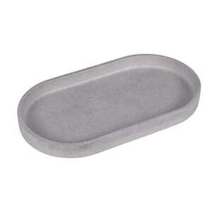 bathroom vanity tray toilet tank oval storage tray resin handmade bathtub kitchen dresser countertop organizer(gray)